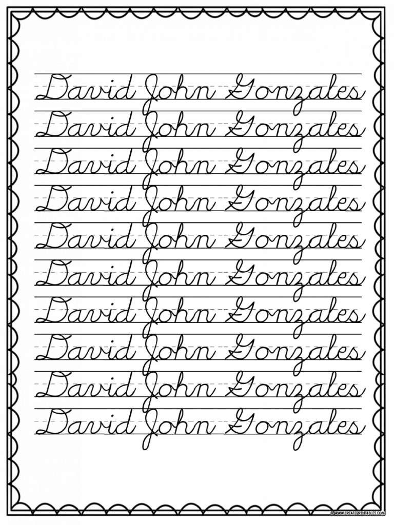 Cursive Name Tracing Worksheet A17A 2D59 8296 | PDF