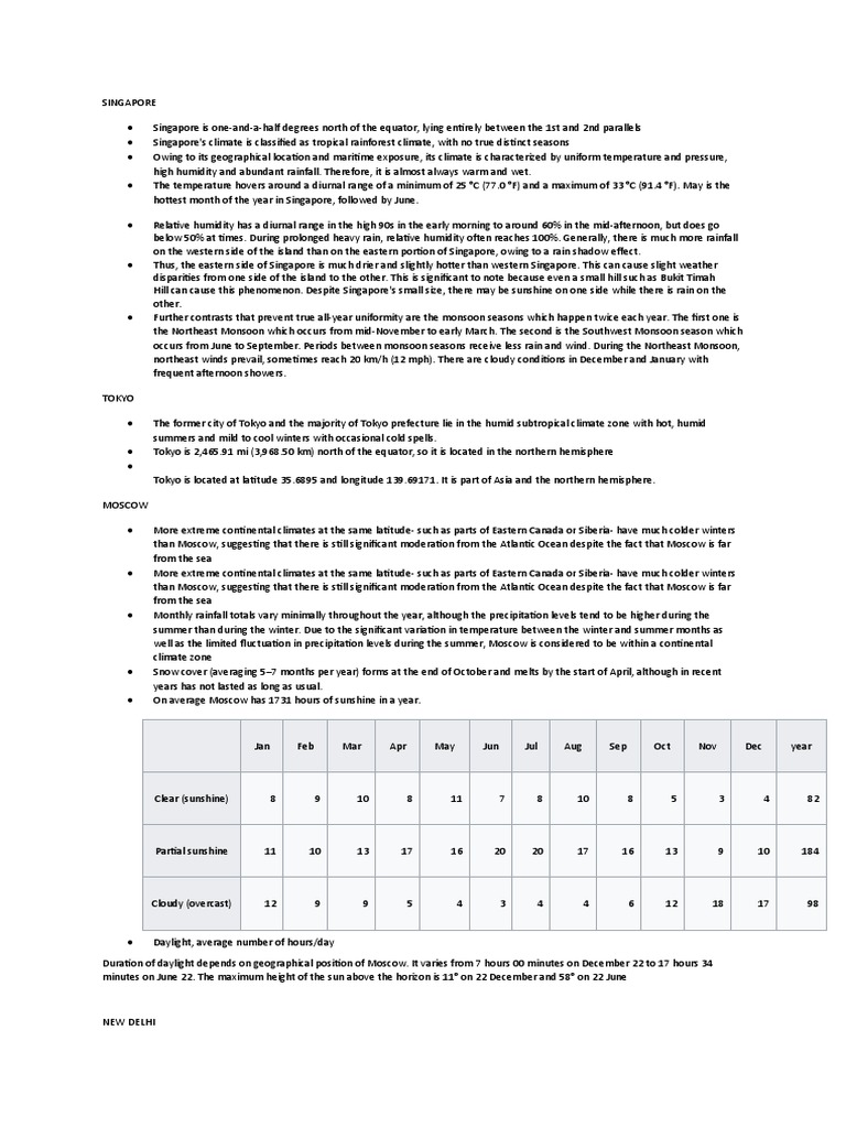 Cities Comparison | PDF | Climate | Geography