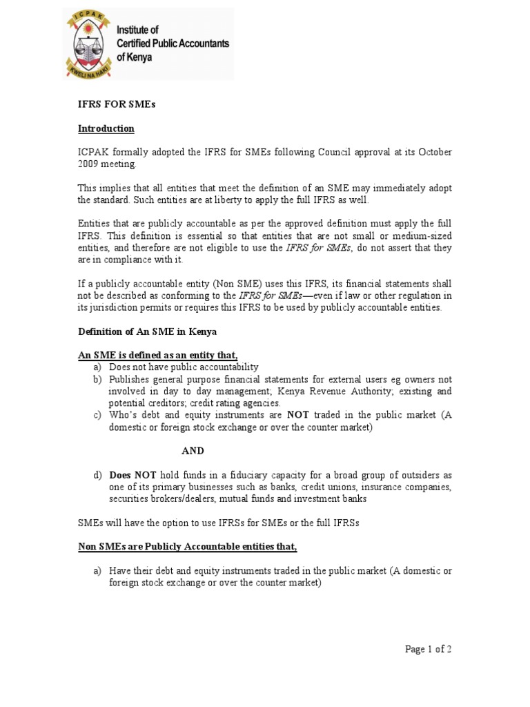 An Introduction to the Adoption and Application of IFRS for SMEs in ...