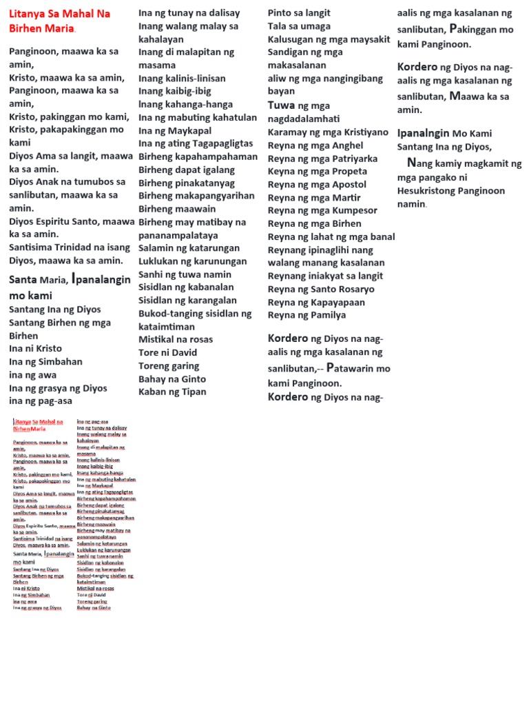 Litanya Sa Mahal Na Birhen Maria | PDF
