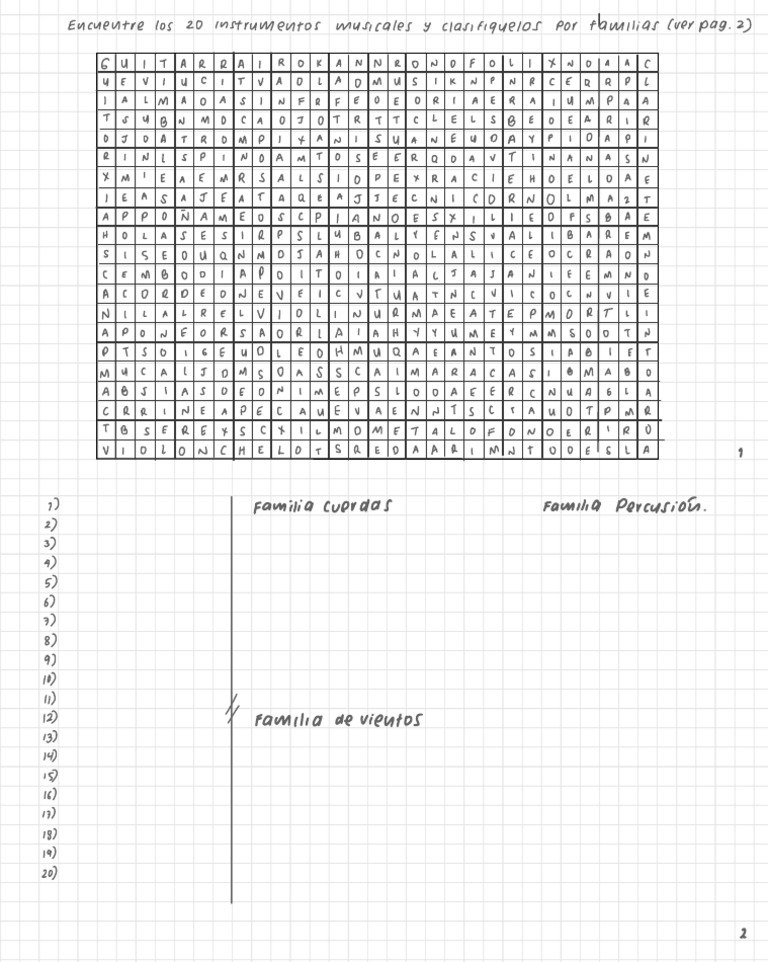 Sopa De Letras Instrumentos 2 | PDF
