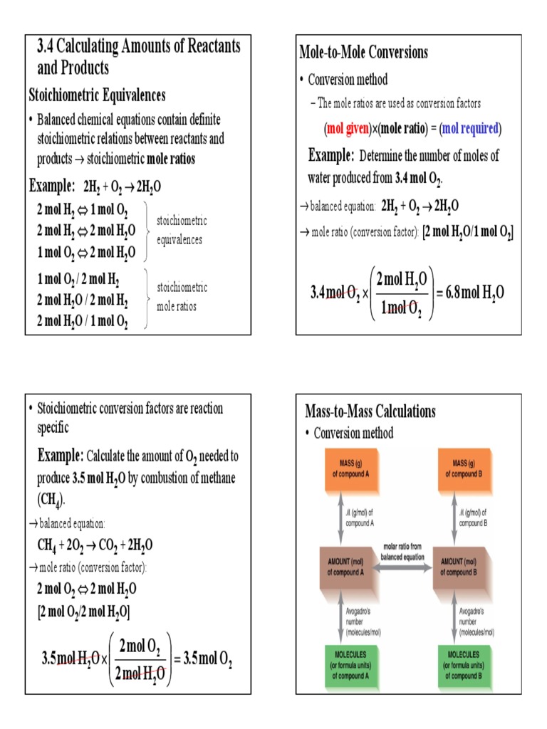 Calculating Amounts of Reactants and Products | PDF | Stoichiometry | Mole (Unit)