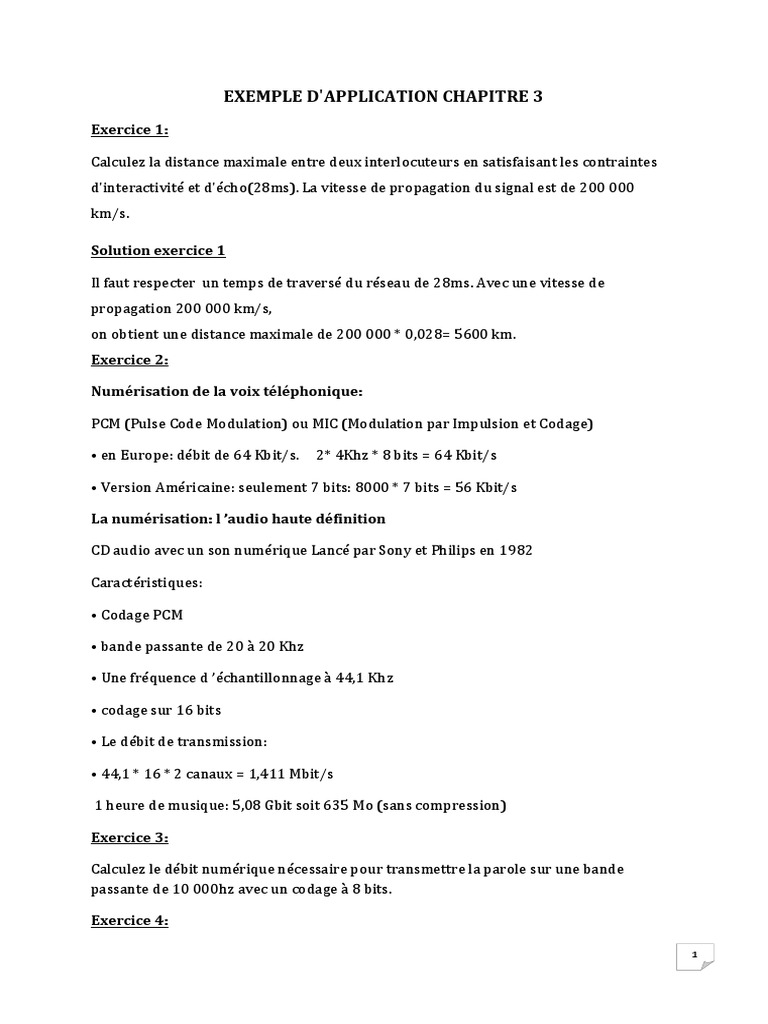 Exemple D'Application Chapitre 3: Exercice 1 | PDF | Disque compact ...