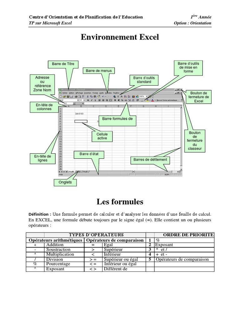 TP1 Excel O | PDF | Microsoft Excel | Feuille de calcul