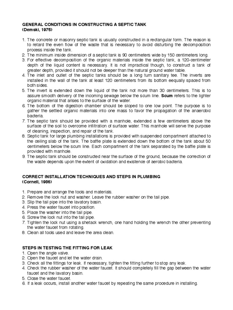 Plumbing Notes | PDF | Septic Tank | Tap (Valve)