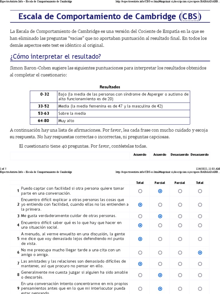 EspectroAutista - Info - Escala de Comportamiento de Cambridge Herianny ...
