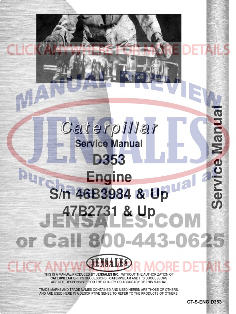 Caterpillar Engine Service Manual CT S Eng d353 | PDF | Cylinder ...
