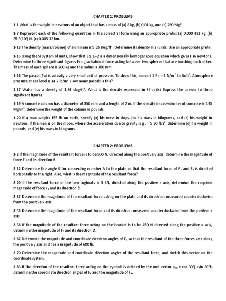 Solving Statics Problems | PDF | Weight | Pascal (Unit)
