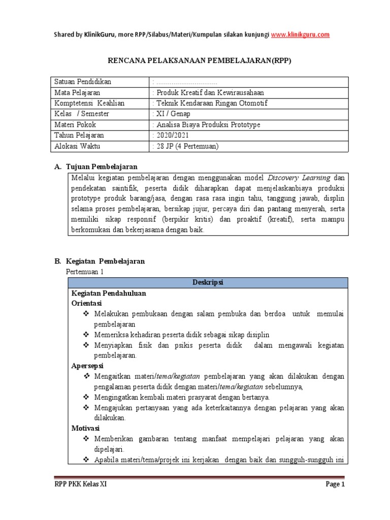 RPP 7 Analisa Biaya Produksi Prototype | PDF