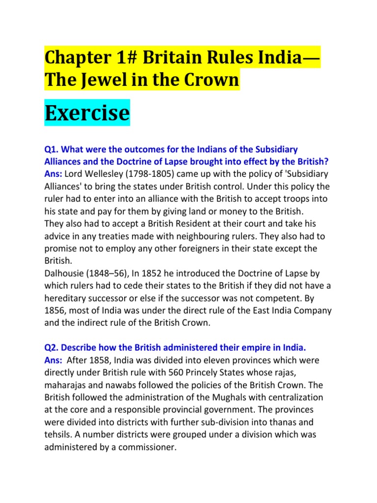Chapter 1# Britain Rules India8The Jewel in The Crown | PDF | British Raj