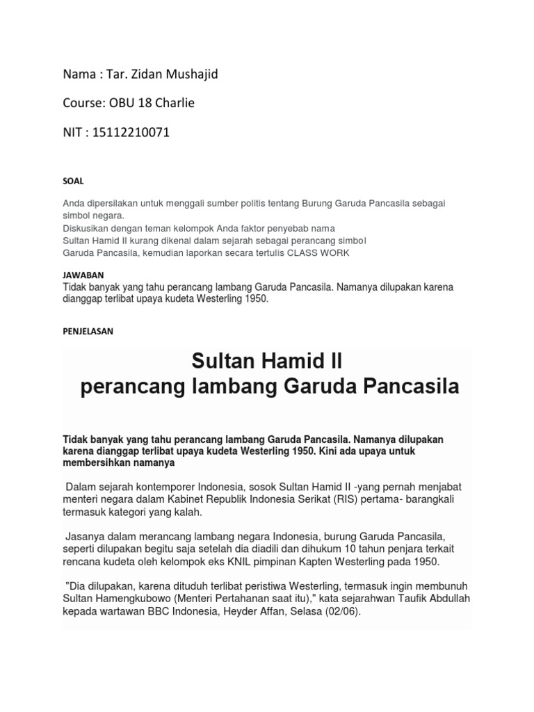 Pancasila Sejarah Sultan Hamid II | PDF