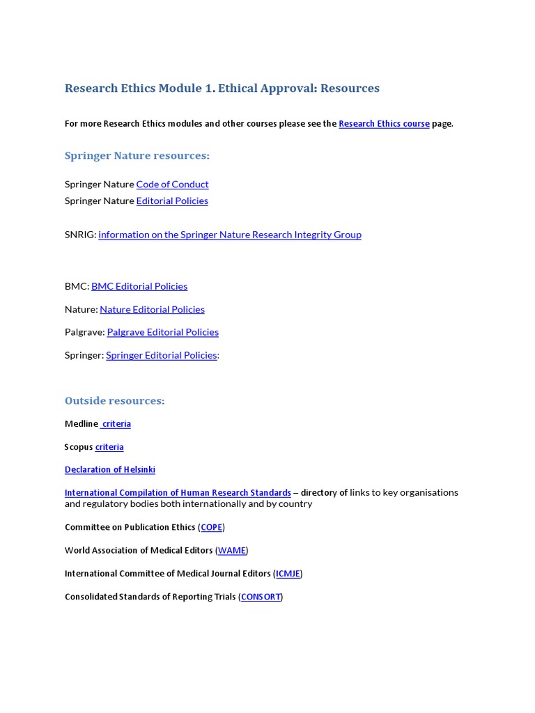 Research Ethics Module 1 Resources | PDF | Wellness | Science & Mathematics