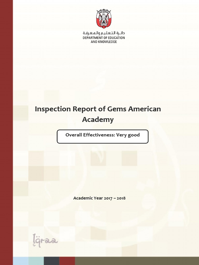 GAA ADEK Inspection Report 17-18 | PDF | Educational Assessment | Teachers