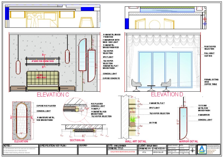 Bedroom Elevation C & D Sanjaybhai Room | PDF | Architectural Elements | Building Engineering