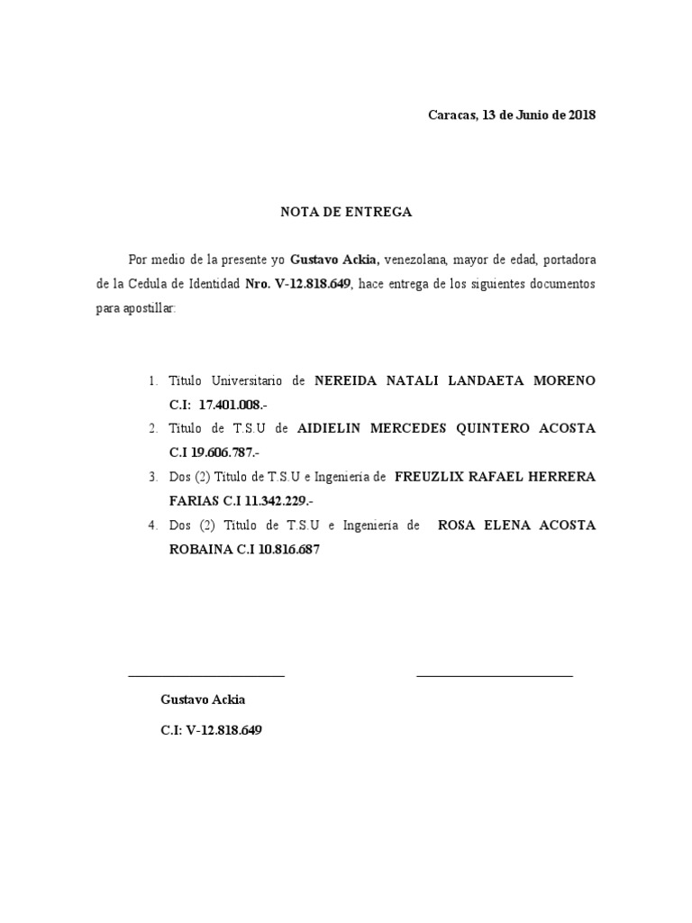 Nota de Entrega 22 | PDF | Documento | Costa Rica