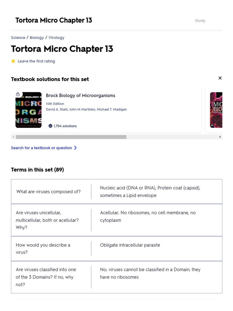 Tortora Micro Chapter 13 Flashcards - Quizlet | PDF | Virus | Microbiology