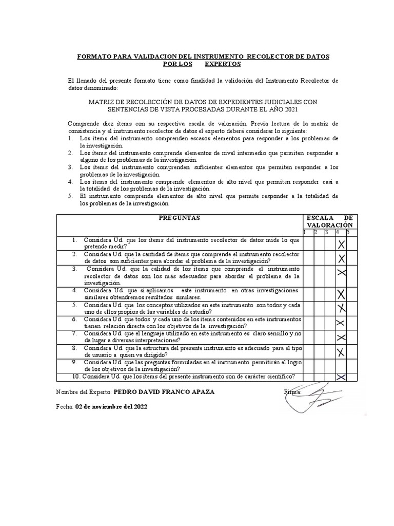 Formato Validación de Instrumento y Carta 1 | PDF