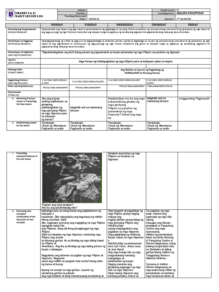 DLL Araling-Panlipunan-6 Q2 W8 | PDF