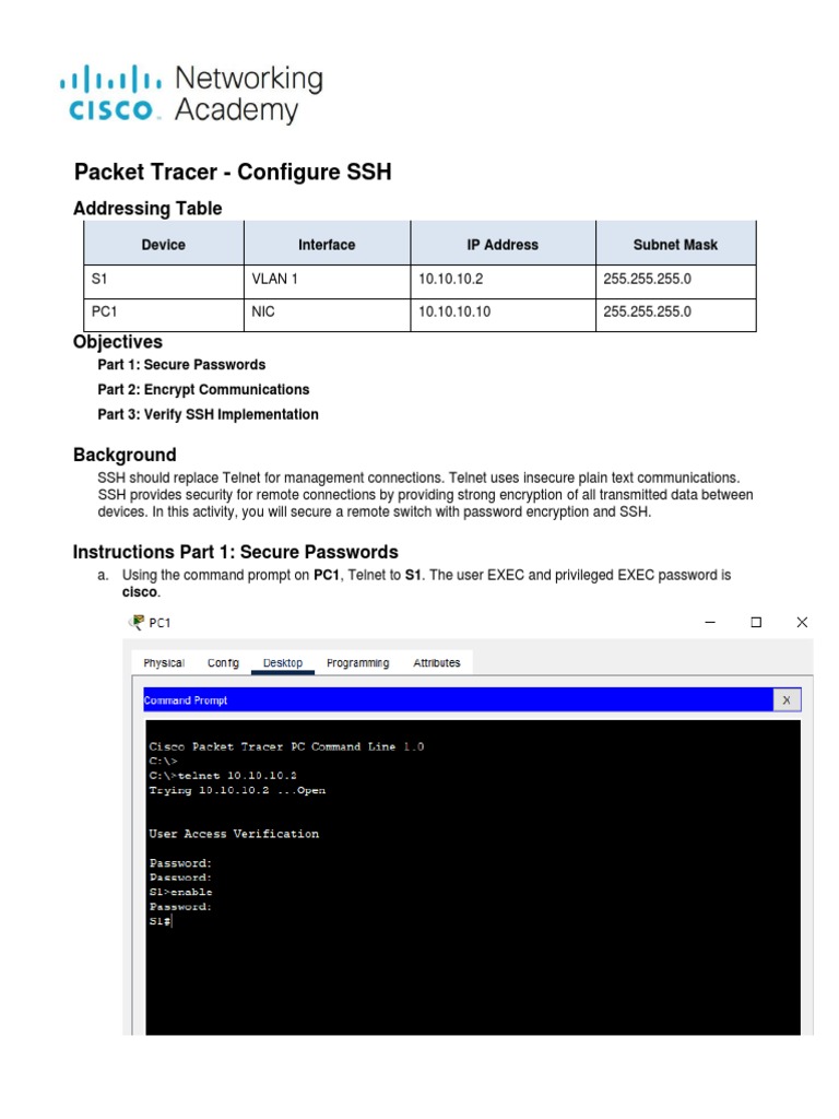 1.3.6-Packet-Tracer - Configure-Ssh Ingevuld | PDF | Password | Encryption