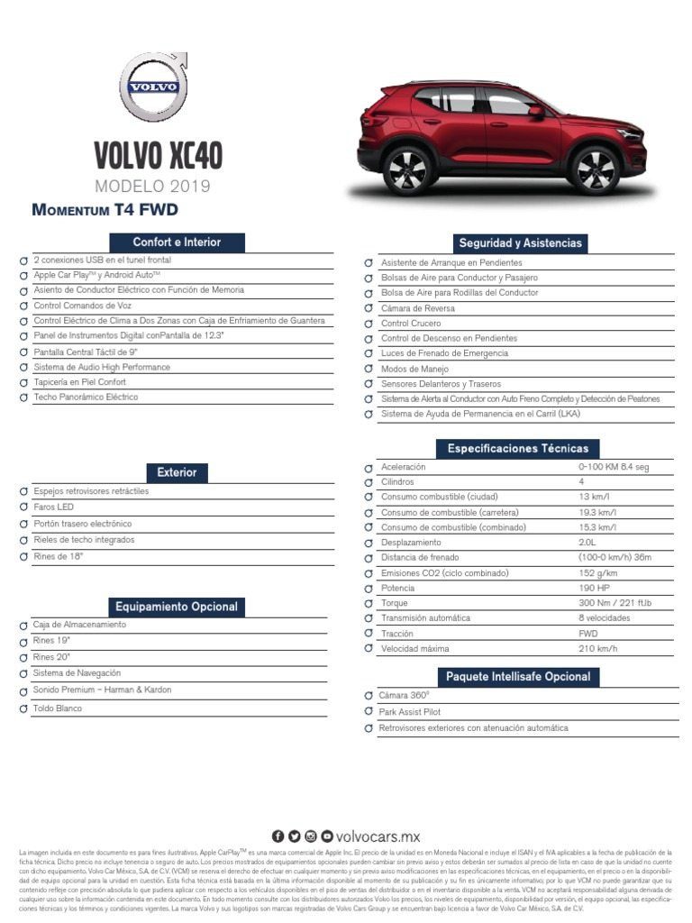 XC40 - Momentum T4 MY19 5 | PDF | Vehículos de ruedas | Vehículo de motor