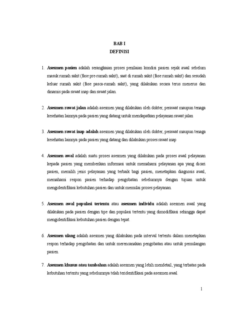 Isi Panduan ASESMEN PASIEN RSDS | PDF