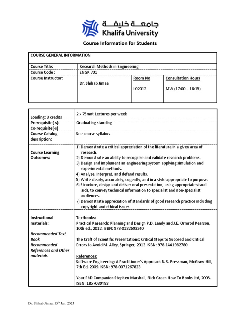 CIS - Syllabus Supplement For Students - Spring 2023 | PDF | Thesis | Simulation