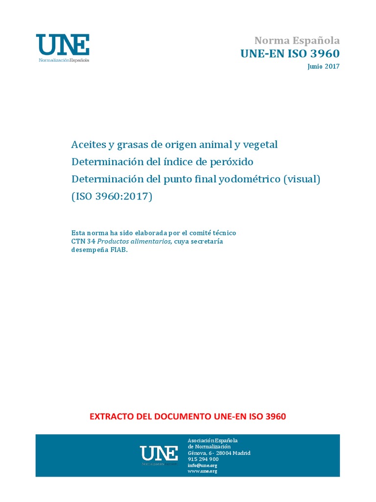 (Ex) Une-En Iso 3960 2017 | PDF | Leche | Productos lácteos