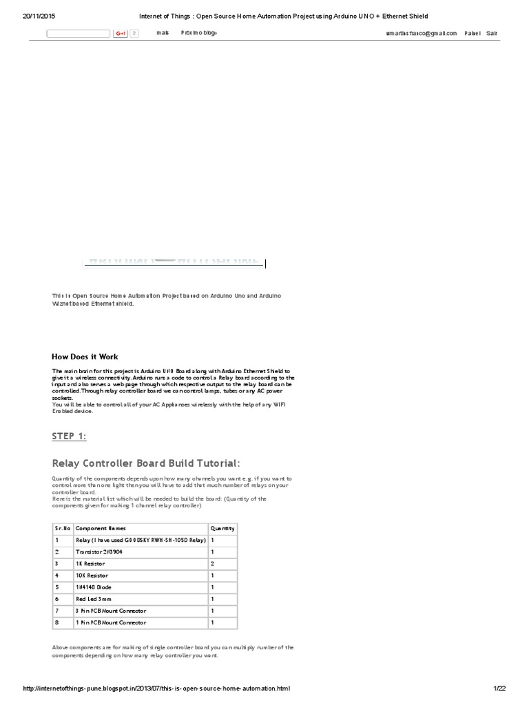 Internet Of Things Open Source Home Automation Project Using Arduino Uno Ethernet Shield