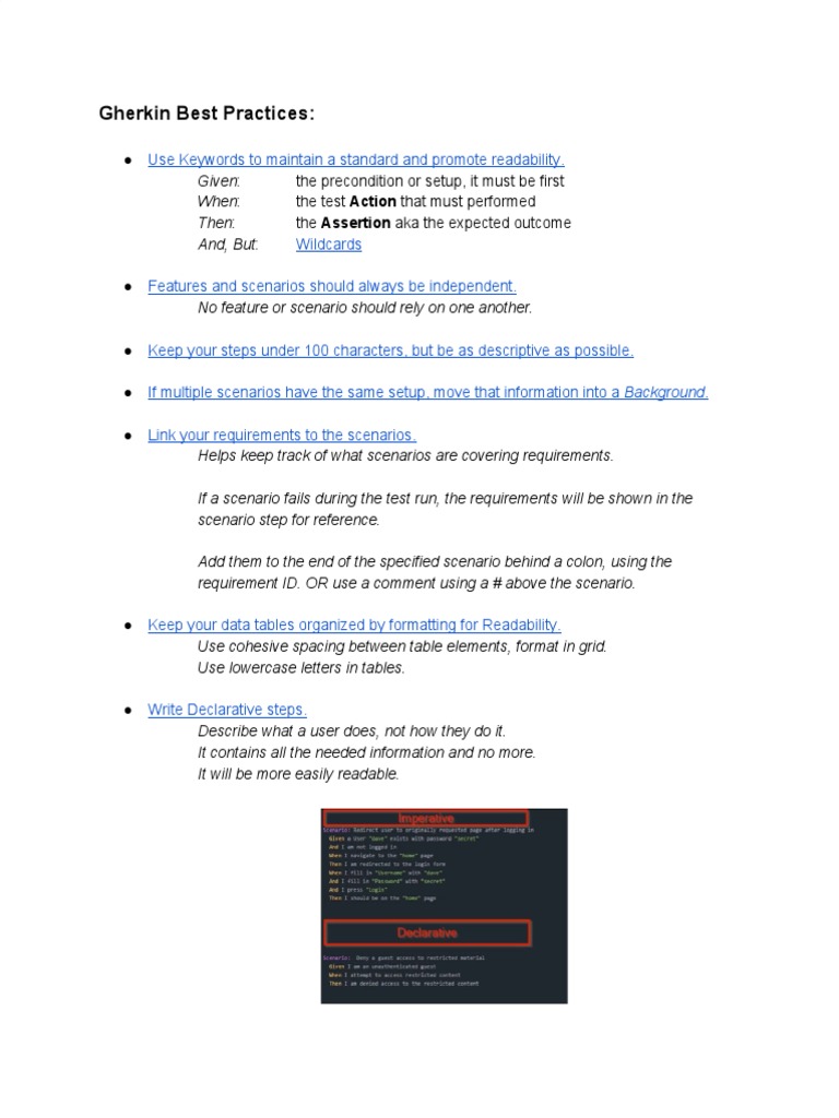 Gherkin Best Practices Guide | PDF
