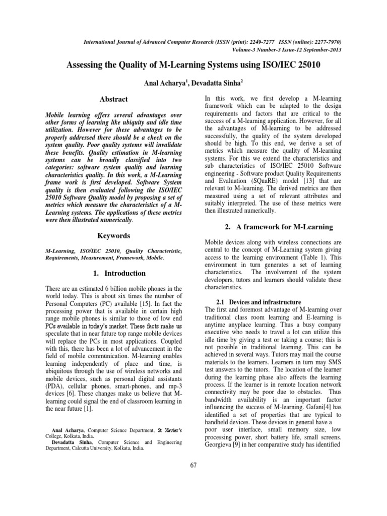 Assessing The Quality of M-Learning Systems Using ISO/IEC 25010 | PDF | Educational Technology ...