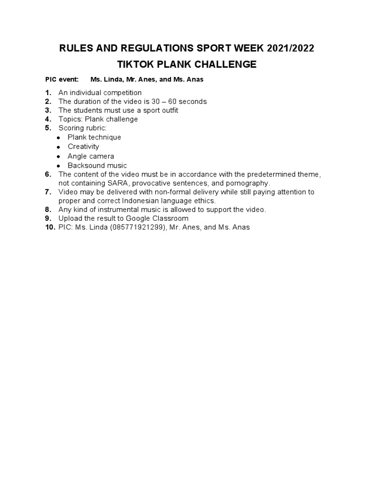 Rules and Regulations Sport Week 2021 | PDF