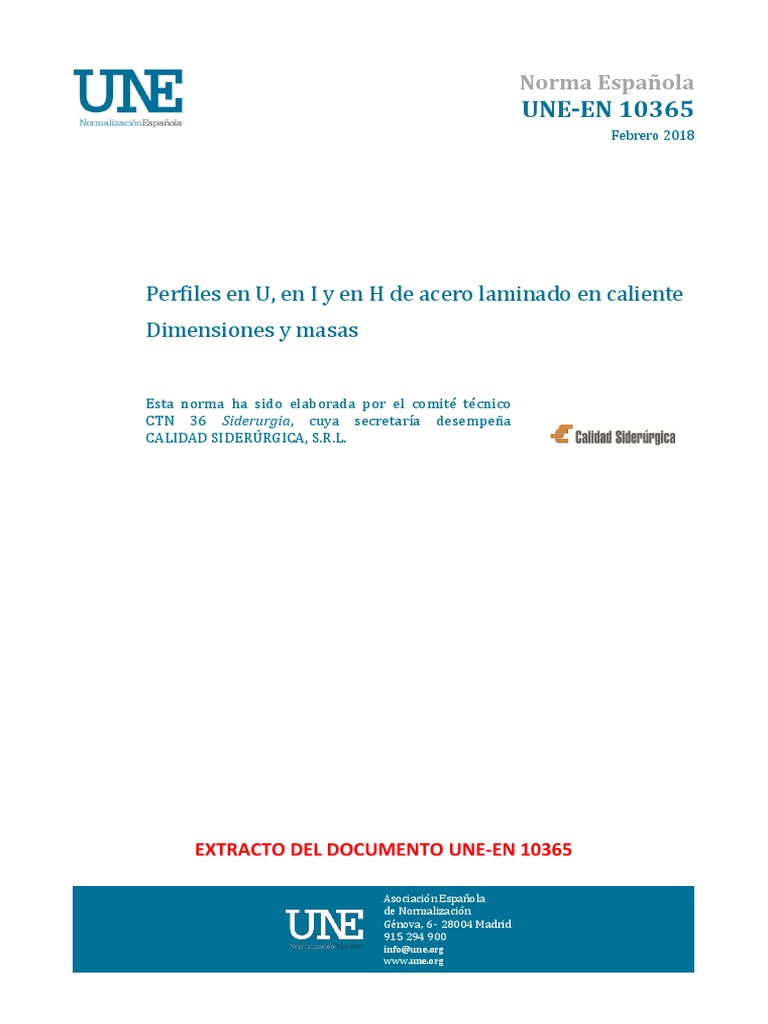Norma UNE-EN 10365: Perfiles de acero | PDF | Acero estructural | Acero