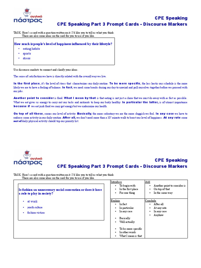cpe-speaking-part-3-prompt-cards-discourse-markers (1) | PDF ...
