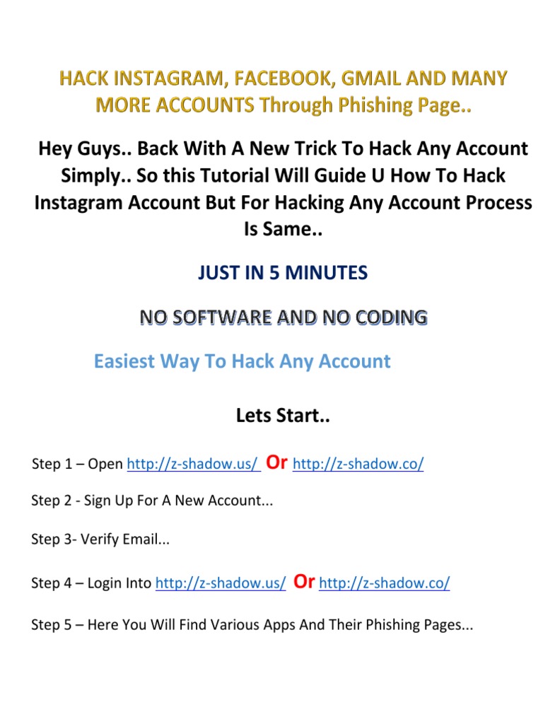 Hack Facebook, Instagram, Gmail Accounts.. by @cracked - Hub | PDF
