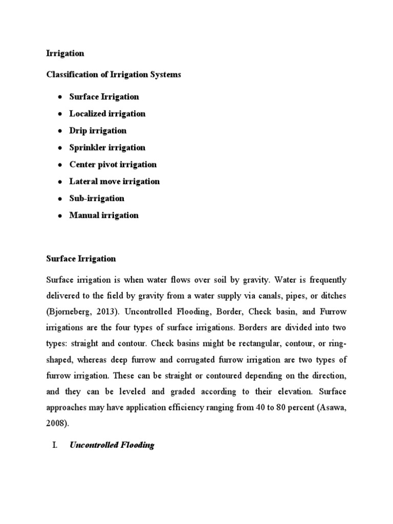 Irrigation Systems: Classification and Types in 40 Characters | PDF ...