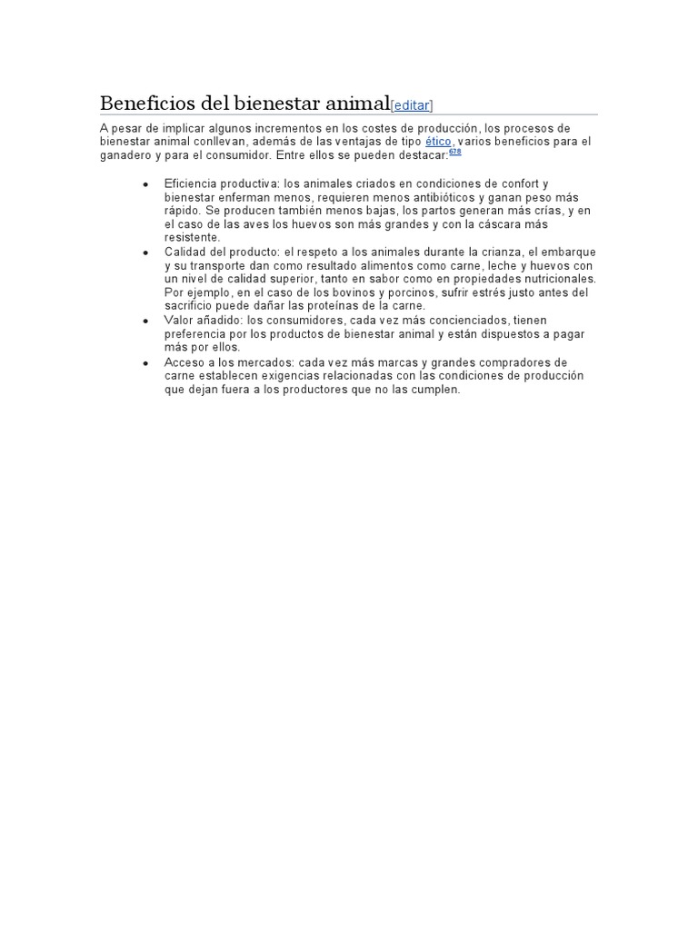Beneficios Del Bienestar Animal | PDF