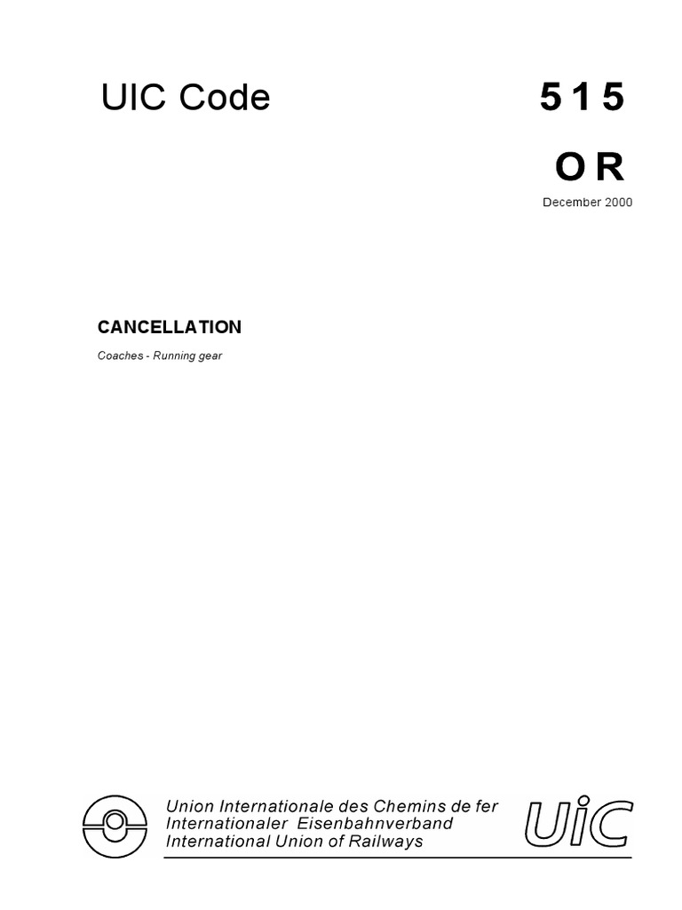 UIC Code 515: Coaches & Rolling Gear | PDF