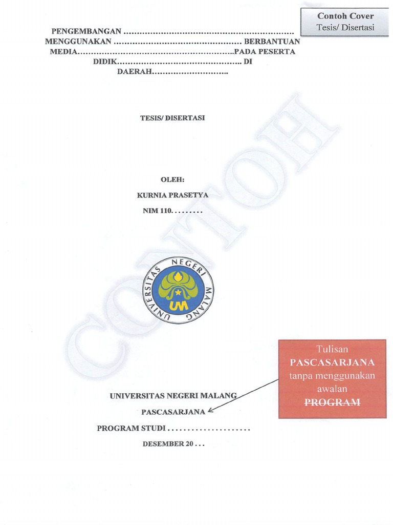 Contoh Cover Dan Lembar Pengesahan Tesis Disertasi Pascasarjana ...