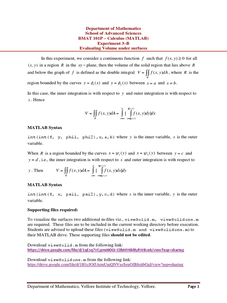 Volume Under SurfacesEXP - 3B | Download Free PDF | Integral | Mathematical Objects