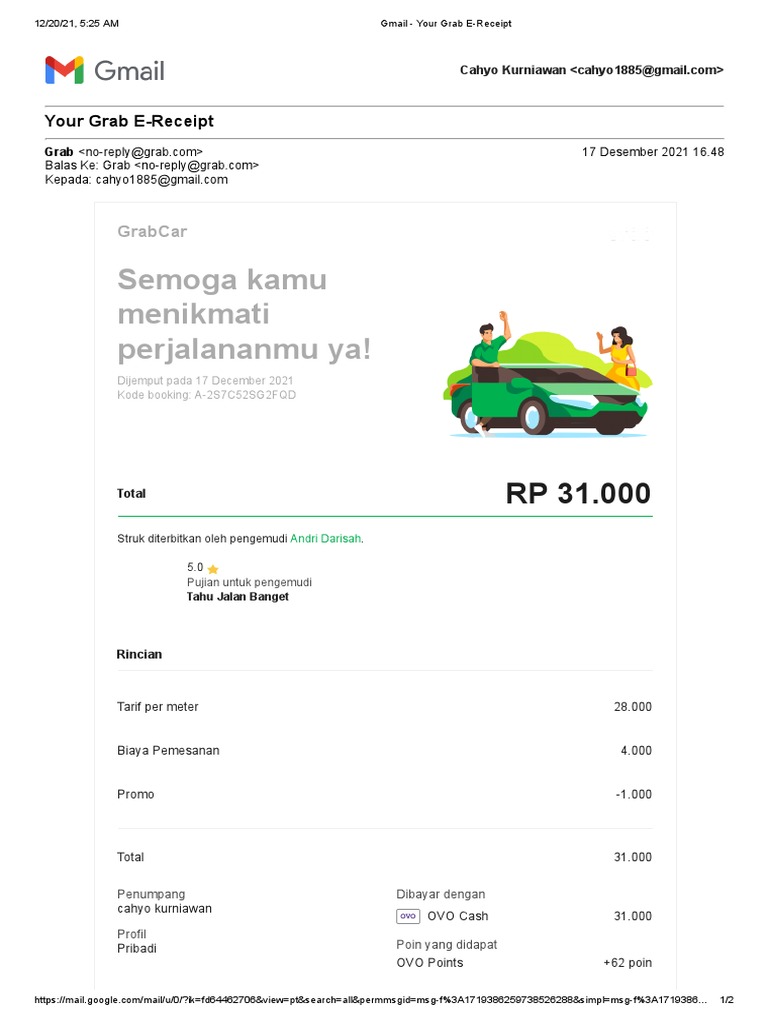 Gmail - Your Grab E-Receipt | PDF