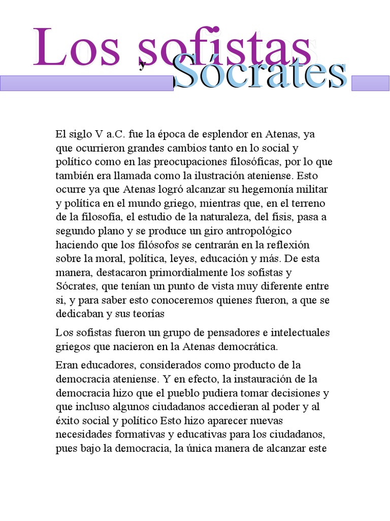 Sofistas y Sócrates: Filosofía en Atenas | PDF | Sócrates | Platón