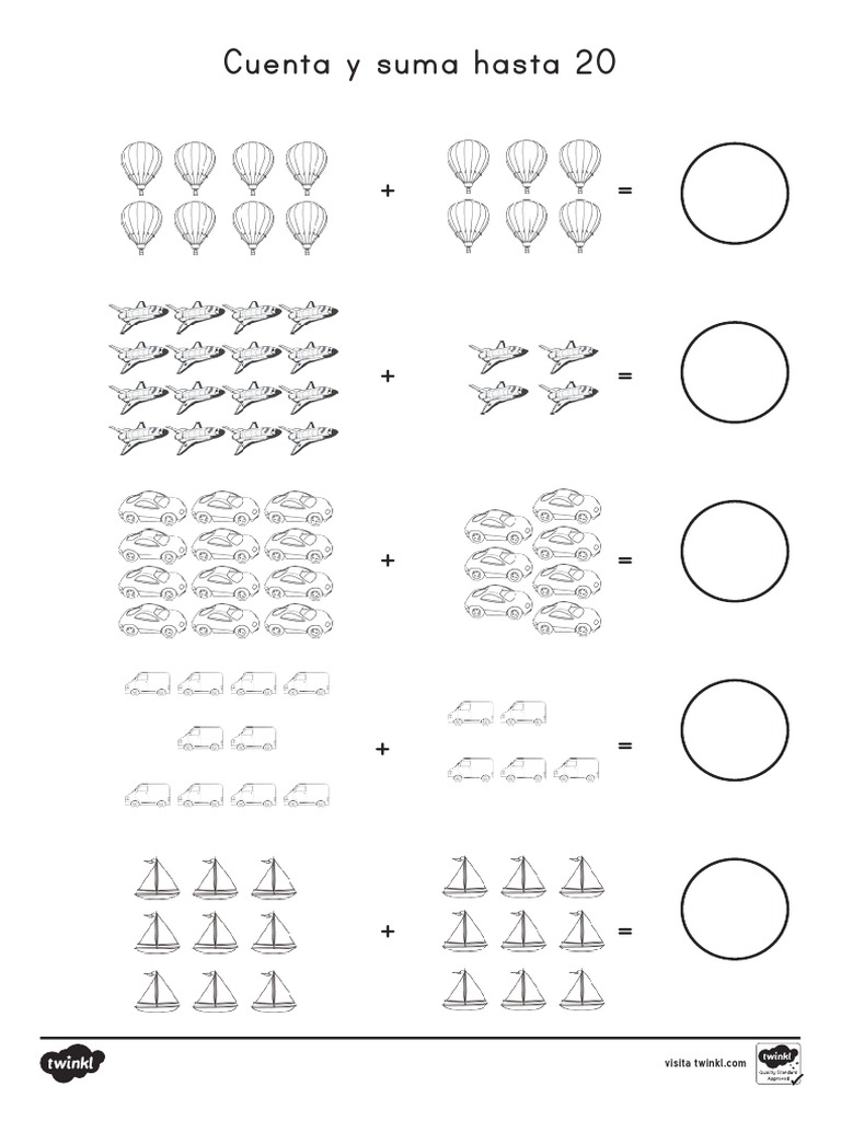 Contar y Sumar Hasta 20 Ficha de Actividad | PDF
