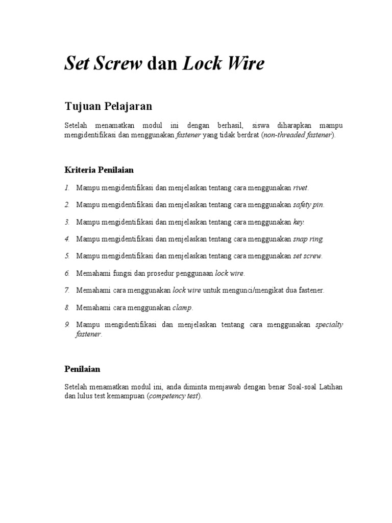 Panduan Fastener Non-Threaded dan Lock Wire | PDF | Griya & Taman ...