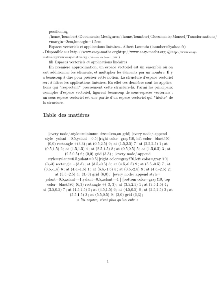 Espaces Vectoriels et Applications Linéaires | PDF | Espace vectoriel ...
