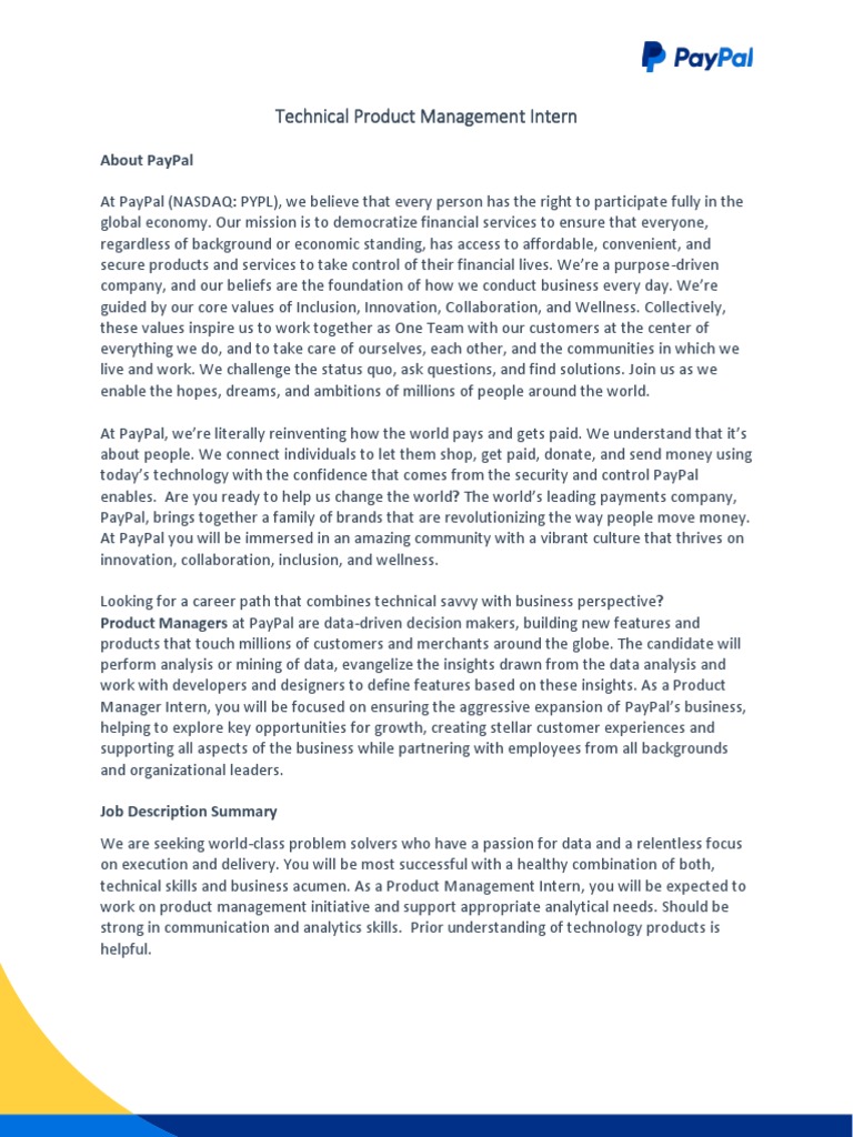 2023 Technical PM Intern - JD | PDF | Pay Pal | Analytics