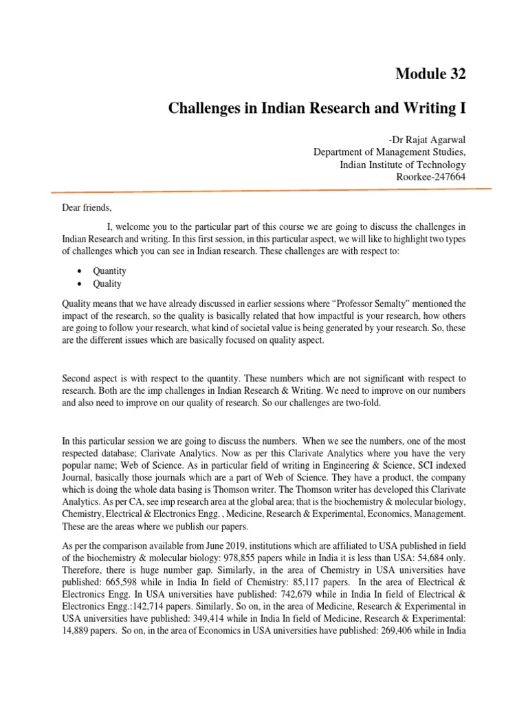 Challenges in Indian Research Quality | PDF | Science