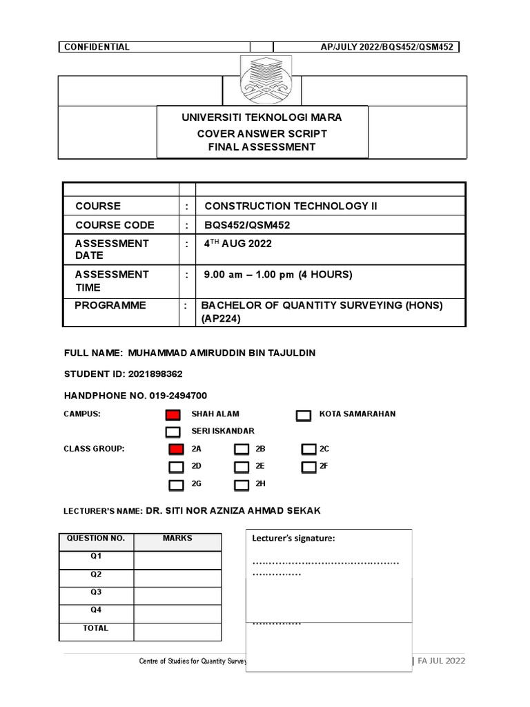 BQS452 - Muhammad Amiruddin Bin Tajuldin | PDF