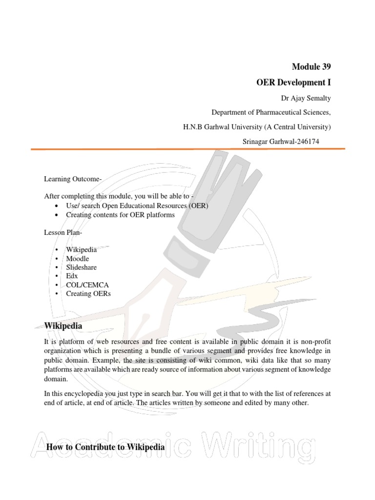 Script M39 | PDF | Wikipedia | Massive Open Online Course