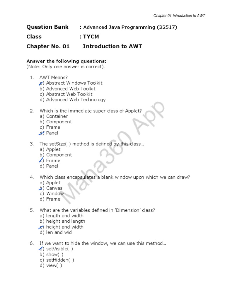 Advance Java MCQ Ch1 | PDF | Class (Computer Programming) | Java Platform Advance Java MCQ Ch1 | PDF | Class (Computer Programming) | Java Platform