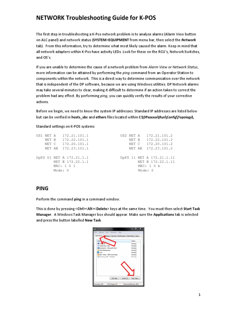 K-POS Network Troubleshooting Guide | PDF | Computer Network | Internet Protocols